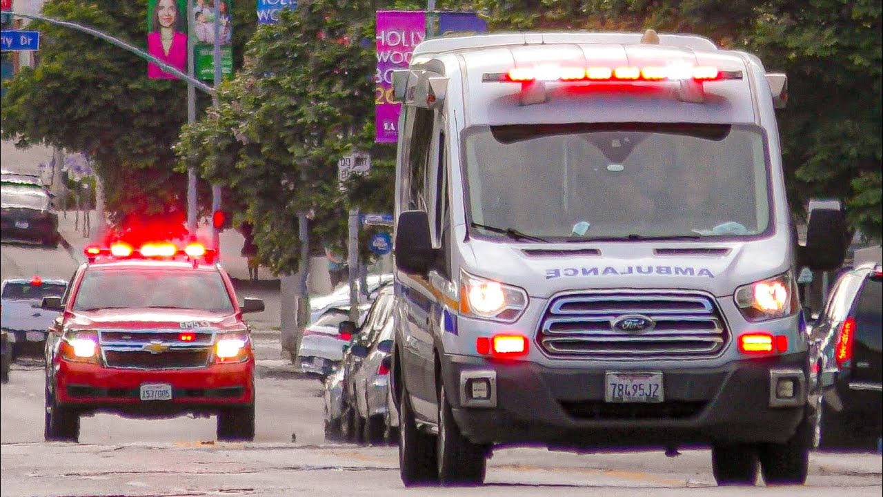 Cal Med Ambulance & LAFD EMS 9 (reserve) Responding - YouTube