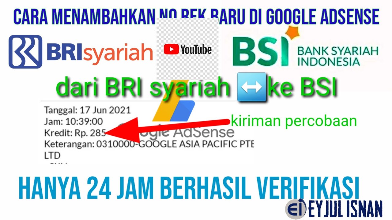 CARA MENAMBAHKAN DAN VERIFIKASI NOMOR REKENING BSI DI GOOGLE ADSENSE ...
