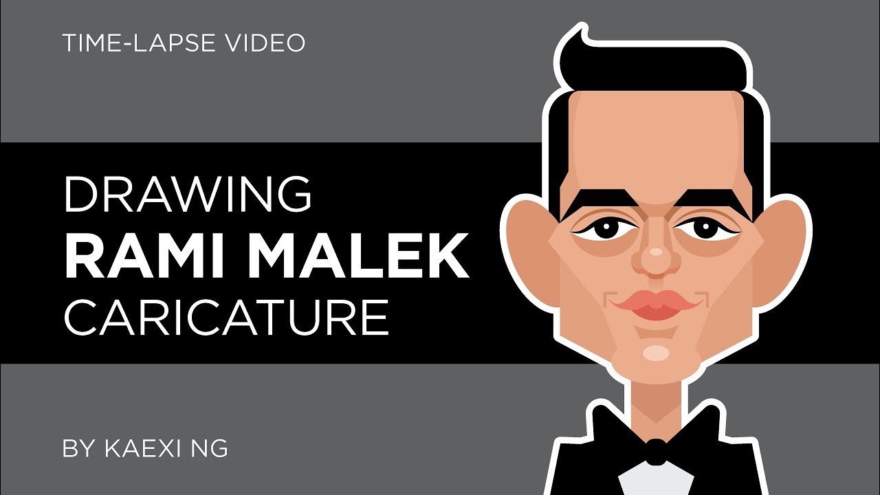 Drawing Rami Malek cartoon - YouTube