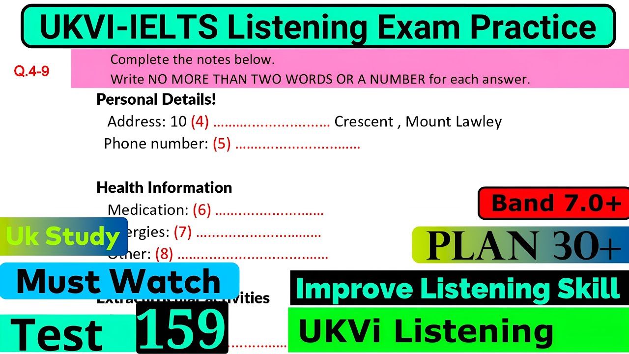 UKVI IELTS Listening Practice Test - 159 | ukvi listening - YouTube