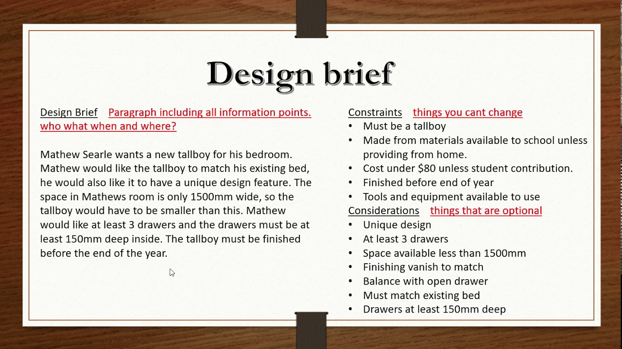 Design folio - Lesson 3 - Design brief - YouTube