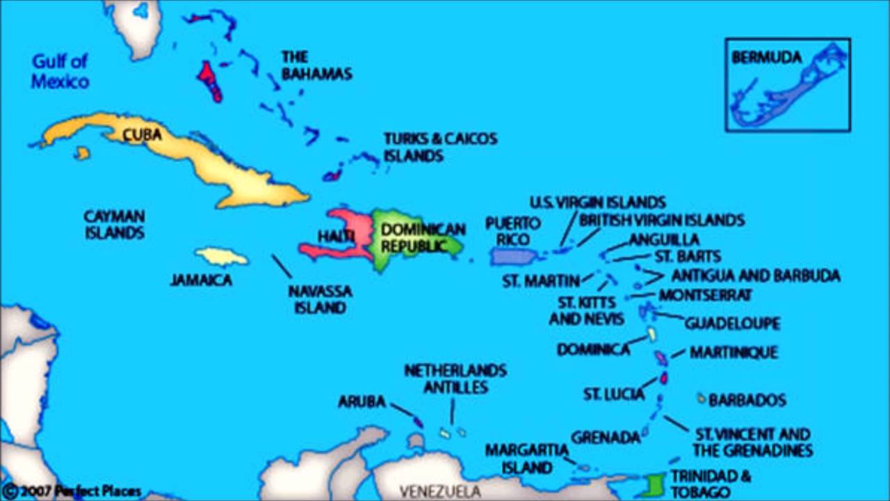 Caribbean Islands Map Close Up
