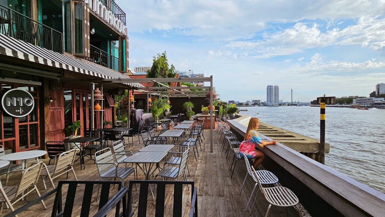 Riverside Cafe with Great Atmosphere in Bangkok - YouTube