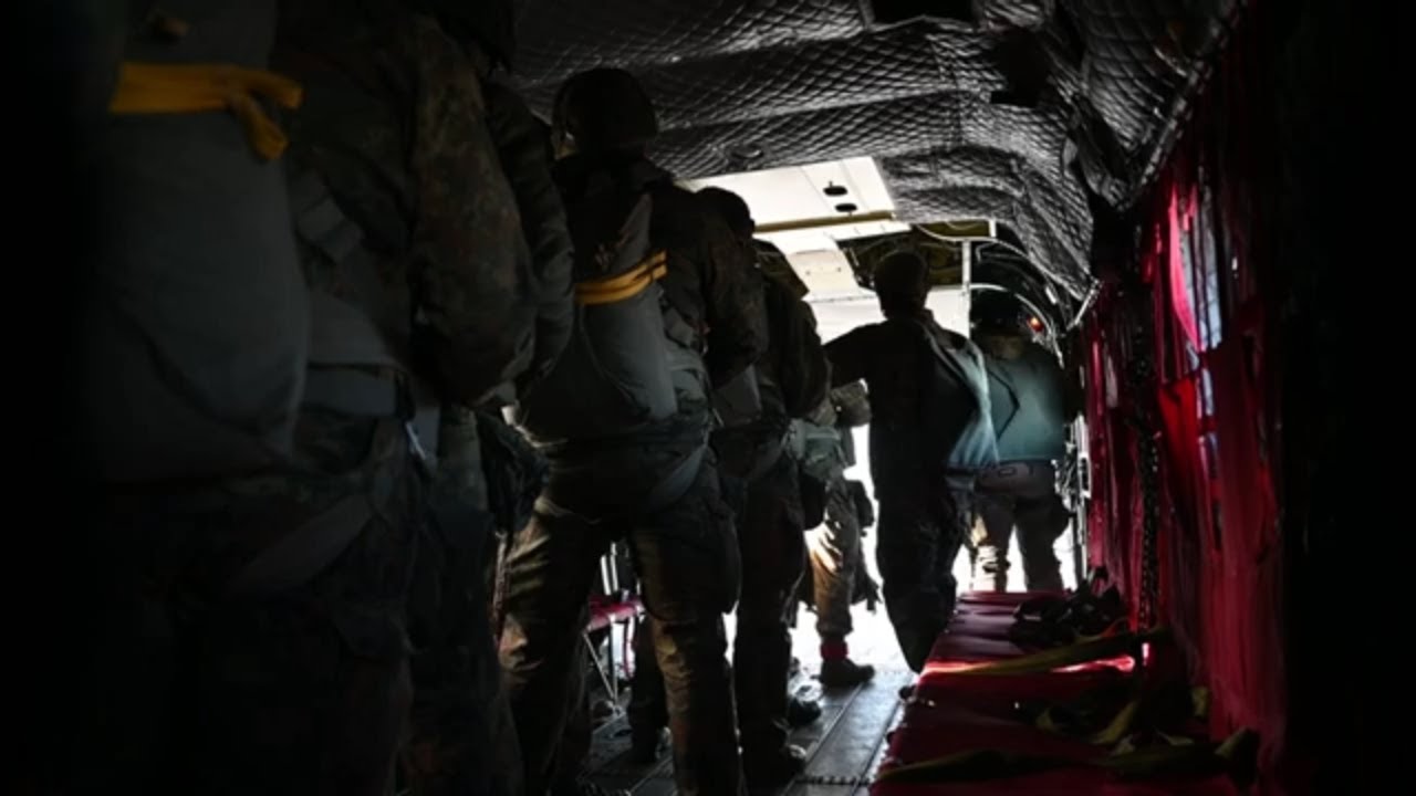 NATO Allies conduct static line jumps - YouTube
