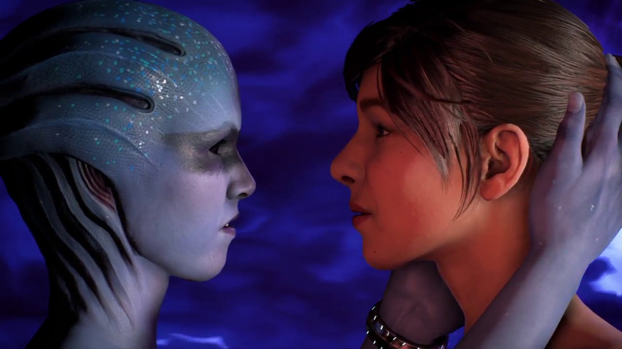 Mass Effect Andromeda Sarah Ryder Romance with Peebee - YouTube