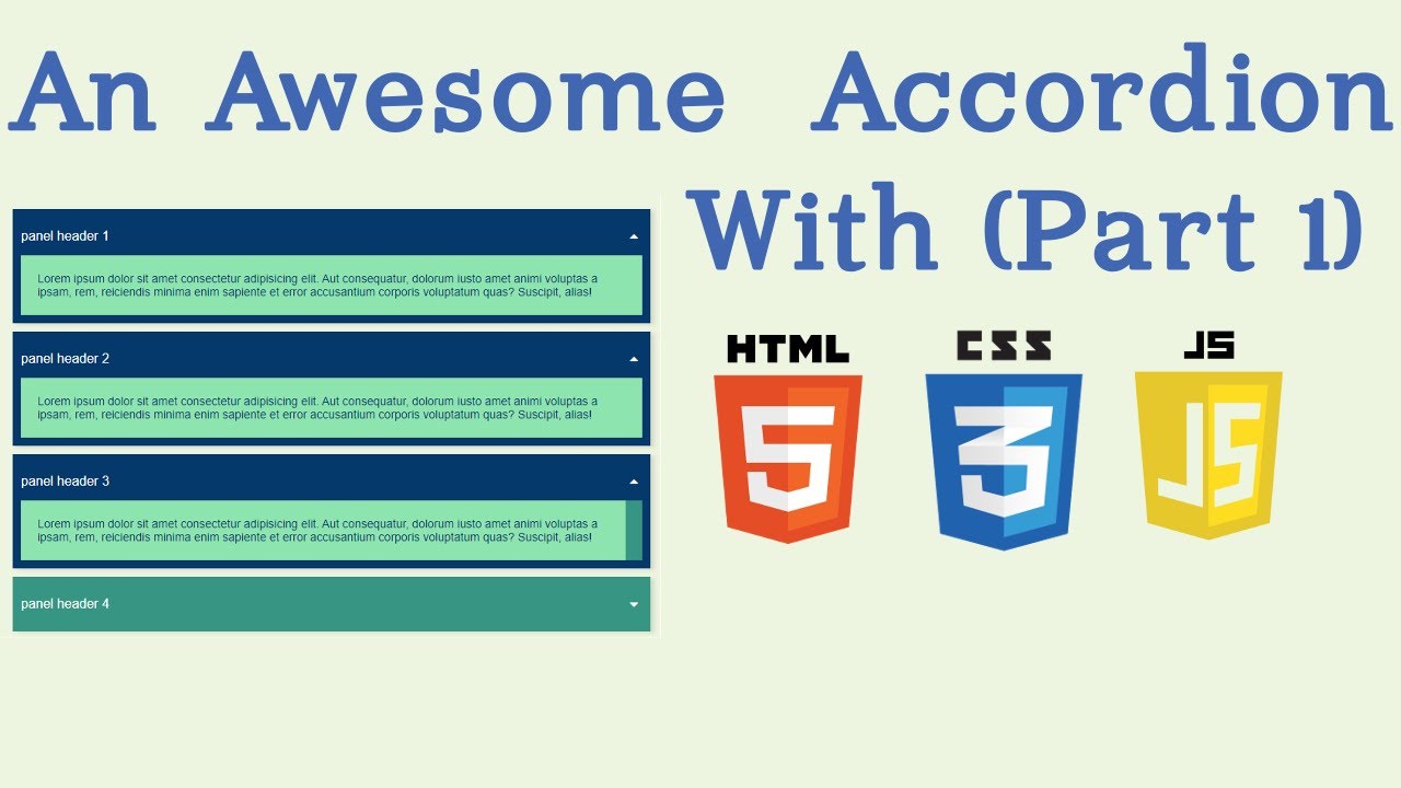 An Awesome Accordion With Html Css And Javascript Part 1 Youtube