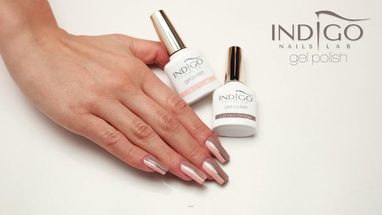 Indigo Gel Polish London Brigde + Gold Nude Stripes - YouTube