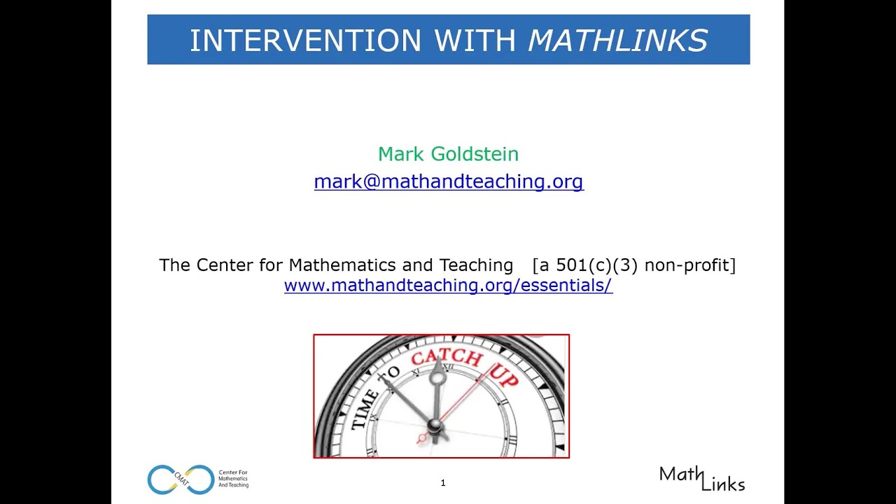 Intervention with MathLinks - YouTube