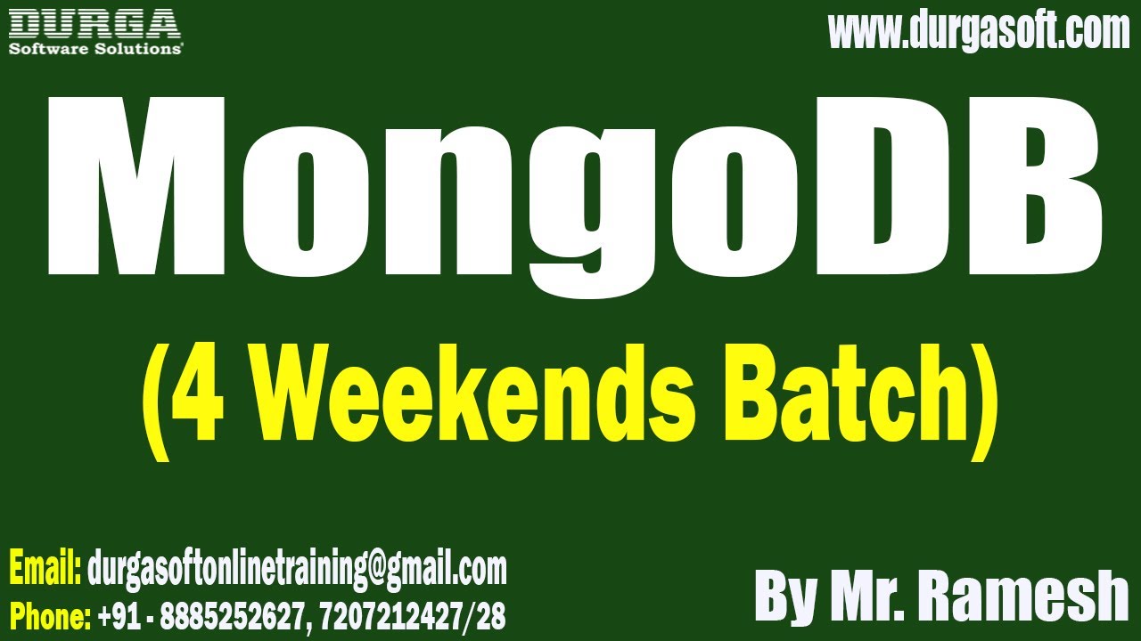 Mongodb 4 Weekends Batch Tutorials By Mr Ramesh On 22 09 2024 7am Ist Youtube