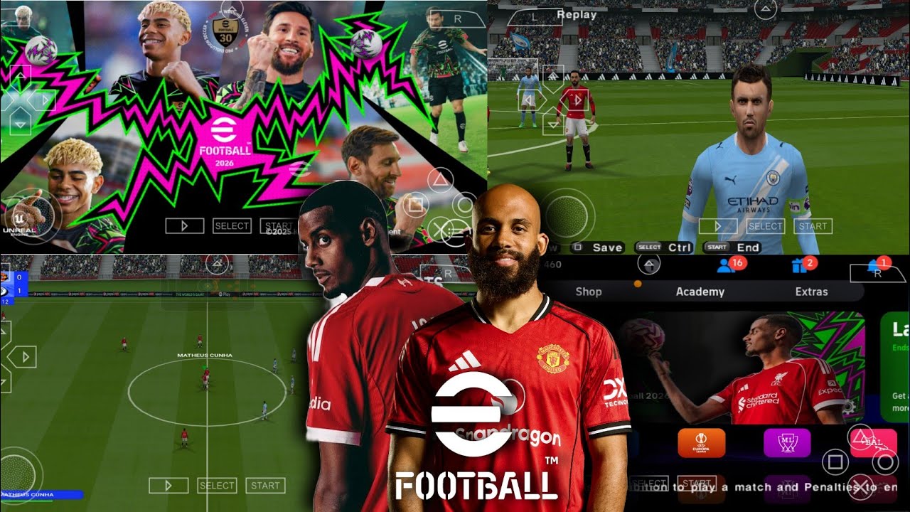 DOWNLOAD EFOOTBALL PES2026 PPSSPP ORIGINAL GAME| PES 2026 PSP FULL KITS ...