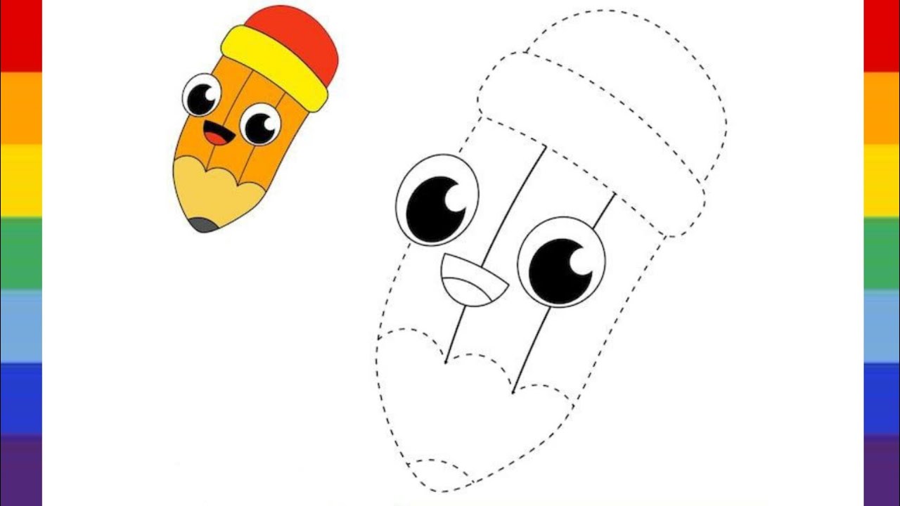 How to Draw Pencil | Easy Drawing and Coloring for Kids | Step-by-Step ...