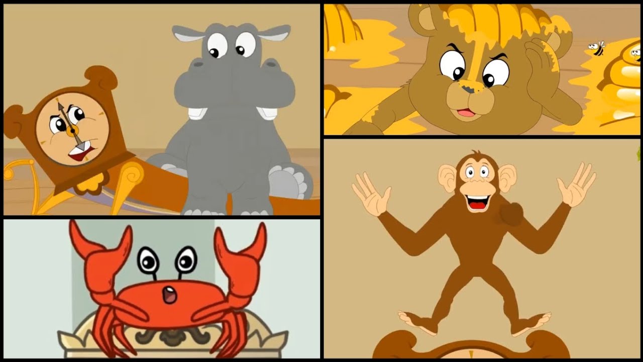 HICKORY DICKORY DOCK | HIPPO + MONKEY + CRAB +SAFARI ANIMALS - YouTube