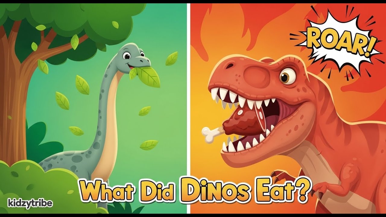 What Did Dinosaurs Eat? 🌿🍖 Herbivores vs Carnivores for Kids | Kidzy ...