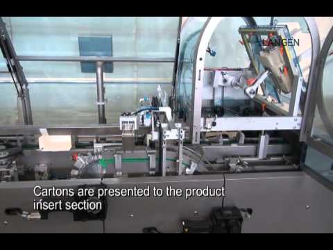 Mpac Langen's AIR Cartoner Loading Pouches into Cartons - YouTube