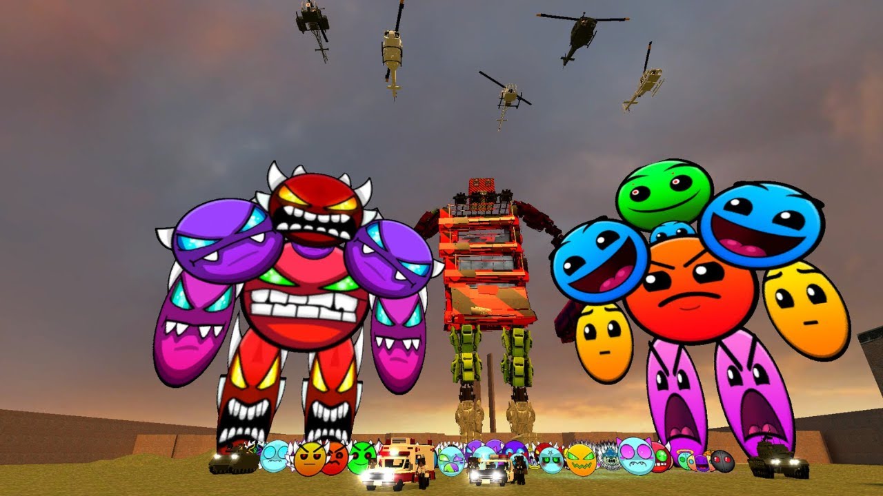 Colorful Lobotomy Dash and Geometry Dash Nextbots Family Chase me Gmod ...