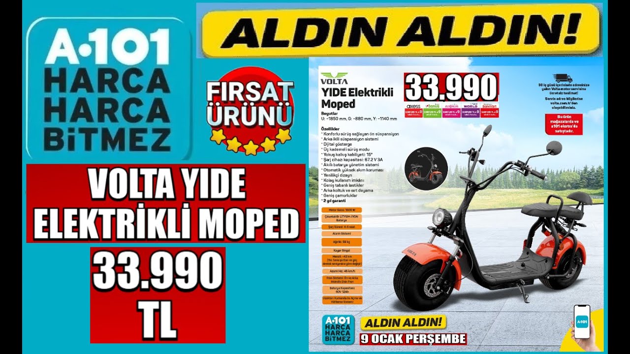 VOLTA YIDE ELEKTRİKLİ MOPED İNCELEME YORUMLAR 9 OCAK PERŞEMBE A101'DE ...