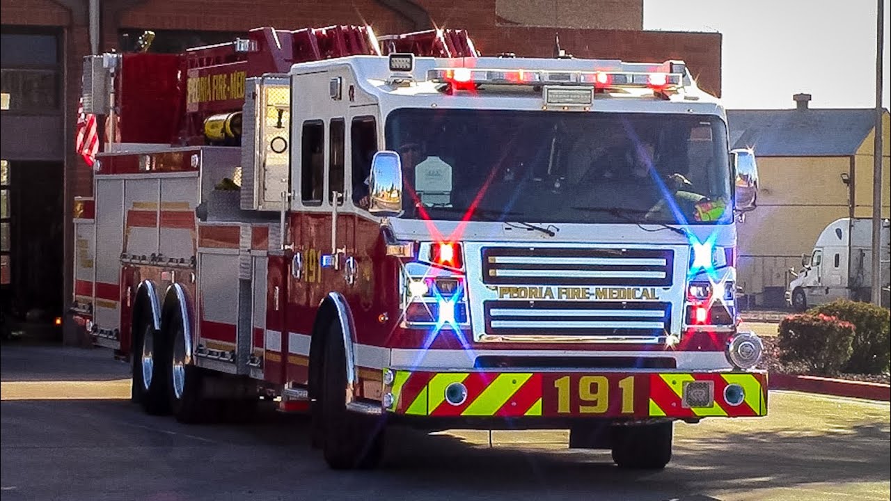 Peoria Fire / Medical Dept. Ladder 191 Responding - YouTube