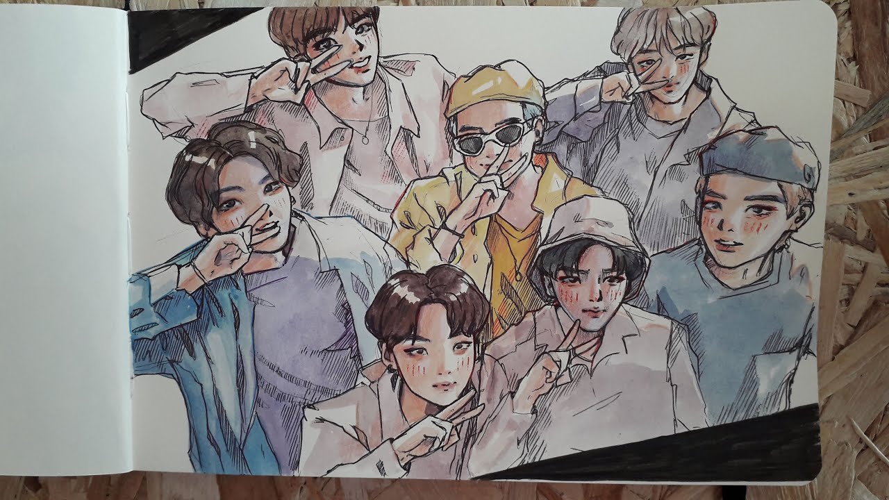 BTS (방탄소년단) 'Dynamite' Fanart \\ mixed media - YouTube