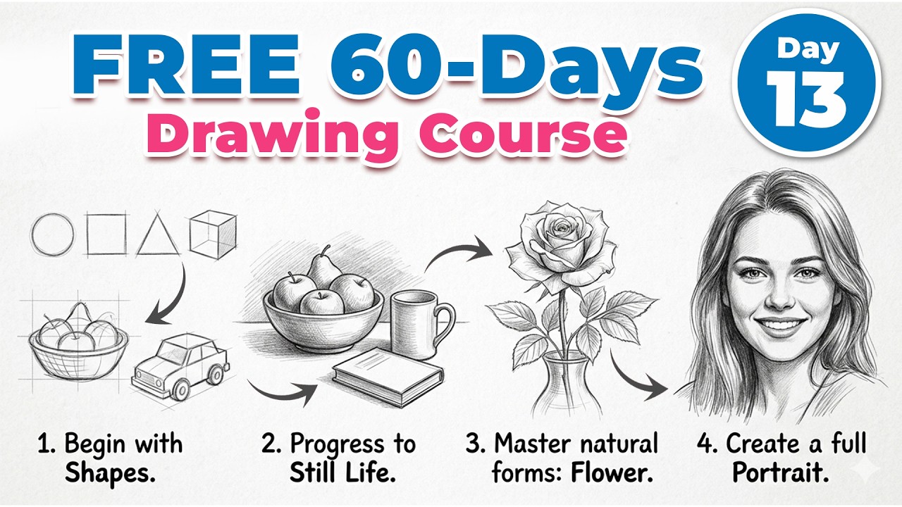 FREE 60-Day Drawing Course 🎨 - Day 13 | Master Hatching & Cross ...