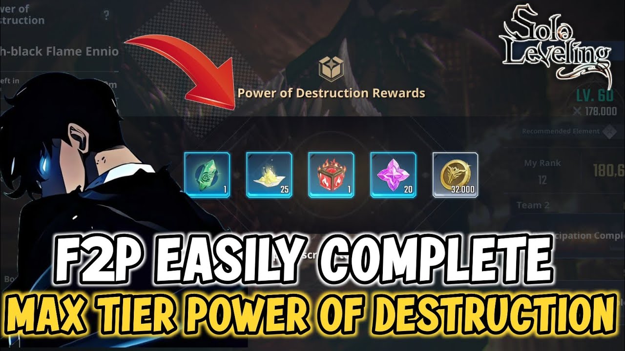 F2P Easily Complete Max Tier Power Of Destruction | Solo Leveling Arise ...