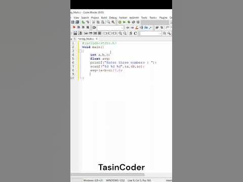 No. 3 calculate average of three numbers in C Language | Programs | TasinCoder | - YouTube