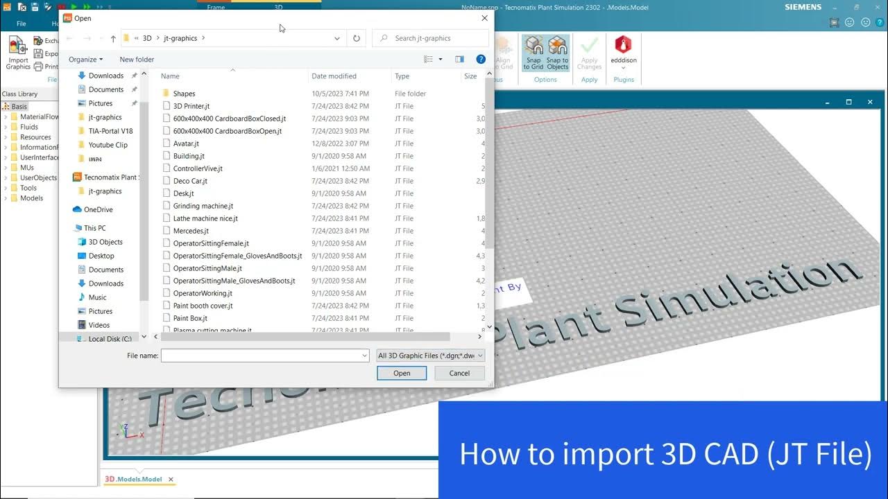 How to import 3D CAD JT File Tecnomatix Plant Simulation - YouTube