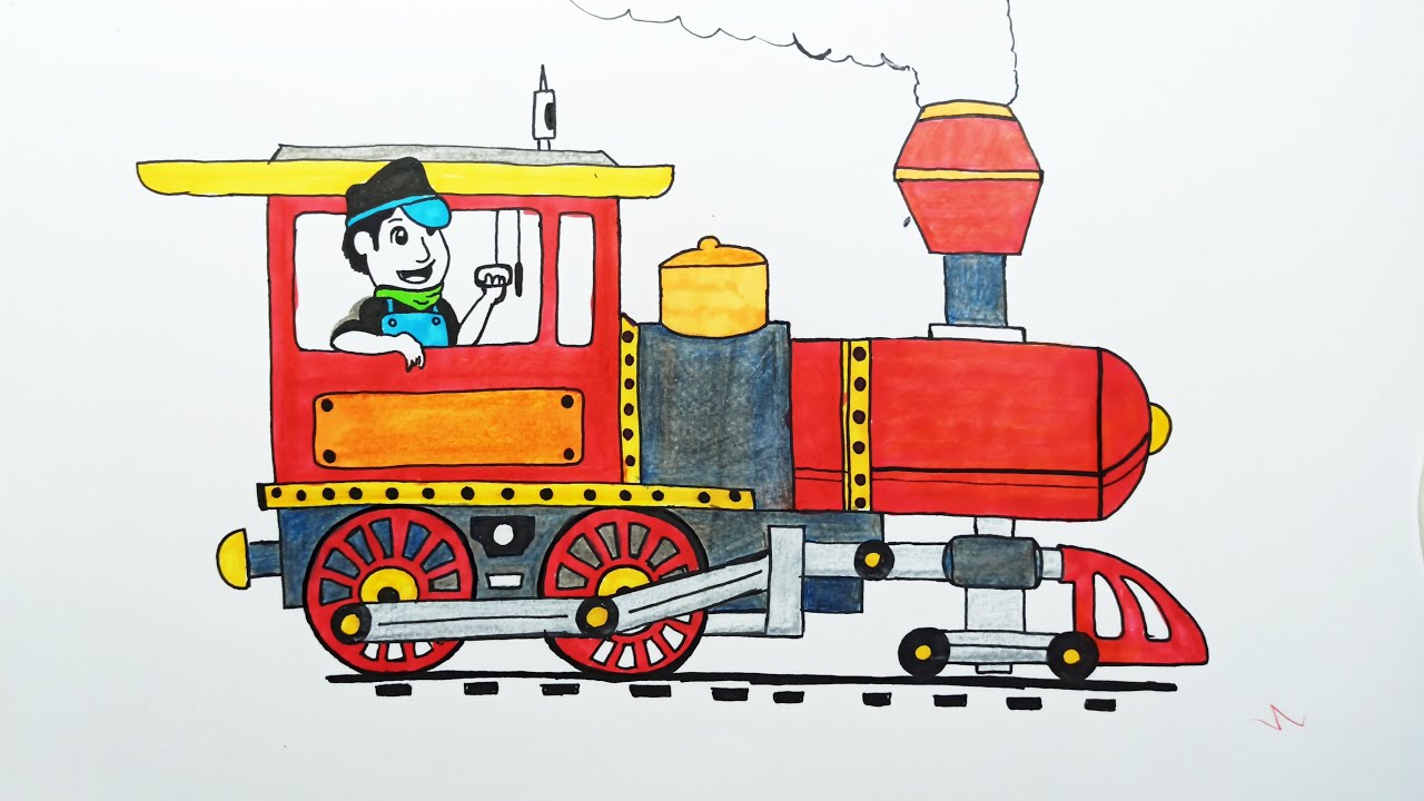 How to draw a Train Easy - Train Drawing for kids - Locomotive Train ...