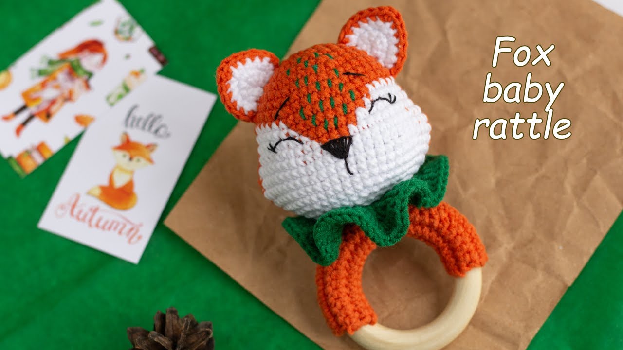 Fox baby rattle toy, sensory toy for expecting mom gift, new parent ...