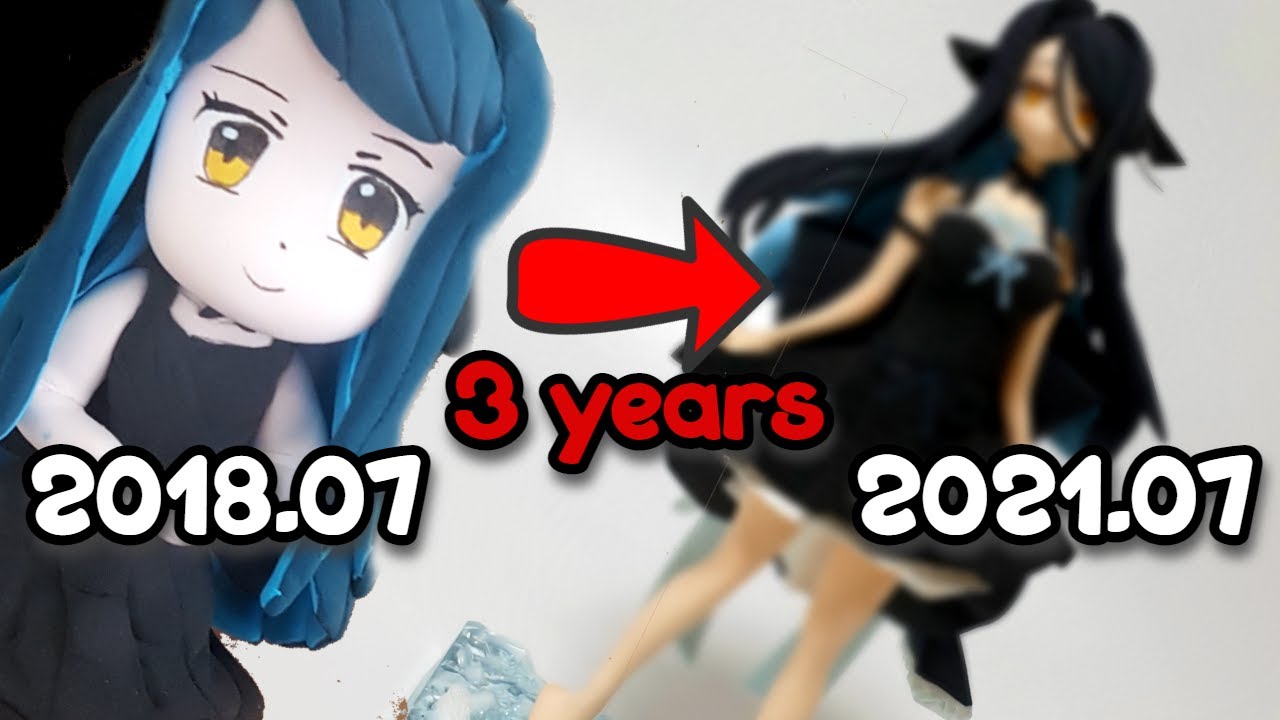3 Years Clay art figure progress | sculpting anime clay figures - YouTube