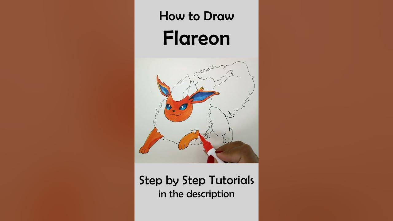 How to Draw and Color Pokemon | Flareon | Step by Step Art Tutorials | 4K #shorts #art #viral ...