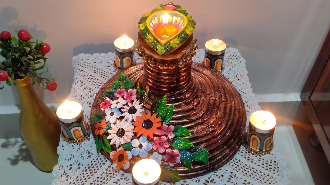 DIY home diya stand from bottle container/diya decoration ideas ...