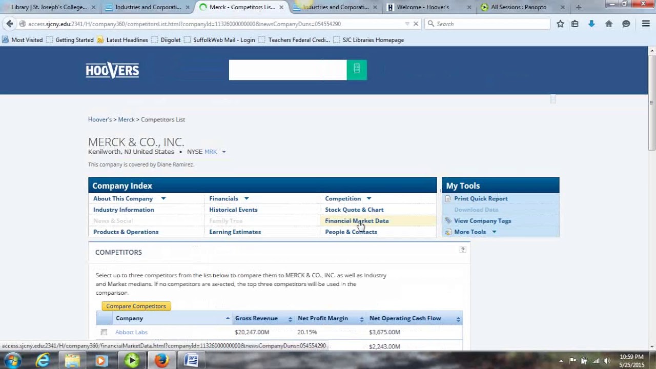 Using the Hoover's Database to Find Company Information - YouTube