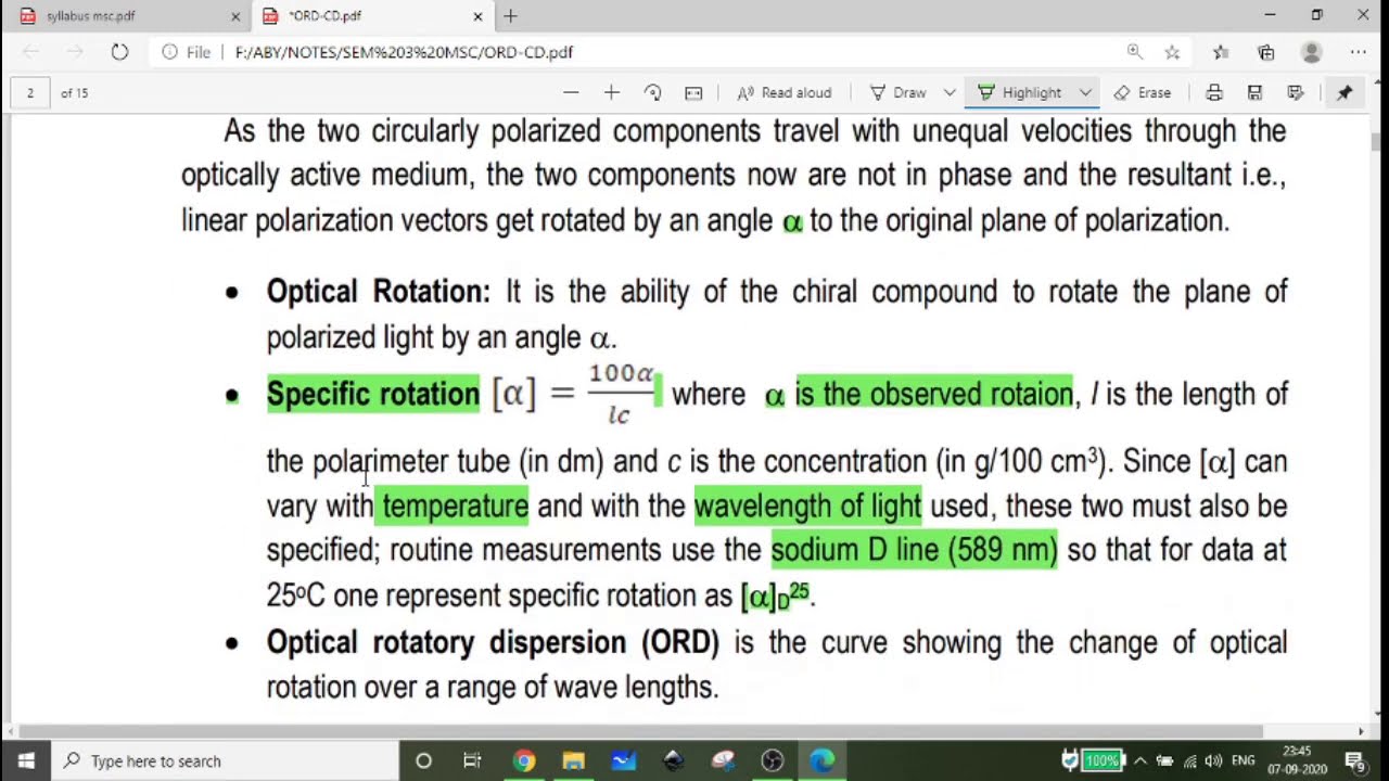 Semester 3 M.Sc.Chemistry , Chirooptical spectroscopy- ORD- CD, Cotton ...