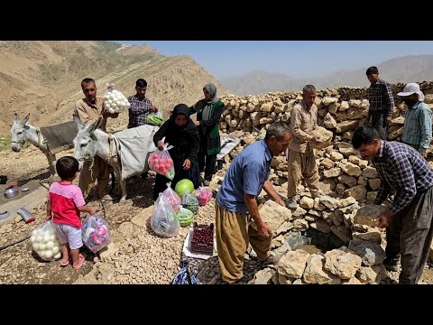 Nomadic Family Returns from the City🛍️ | Nomadic Teamwork, Collecting Stones for the Watering Pond 🪨
