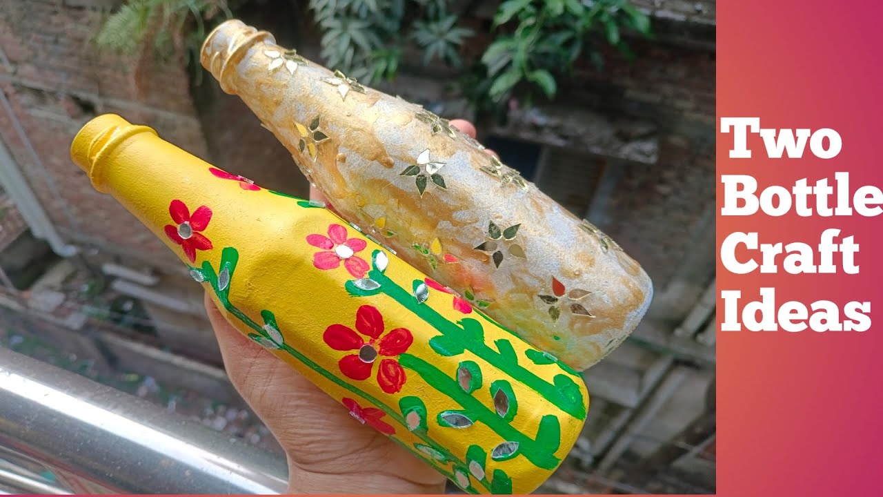 2 Beat Glass Bottle Painting//Waste Bottle Reuse Idea//Bottle ...
