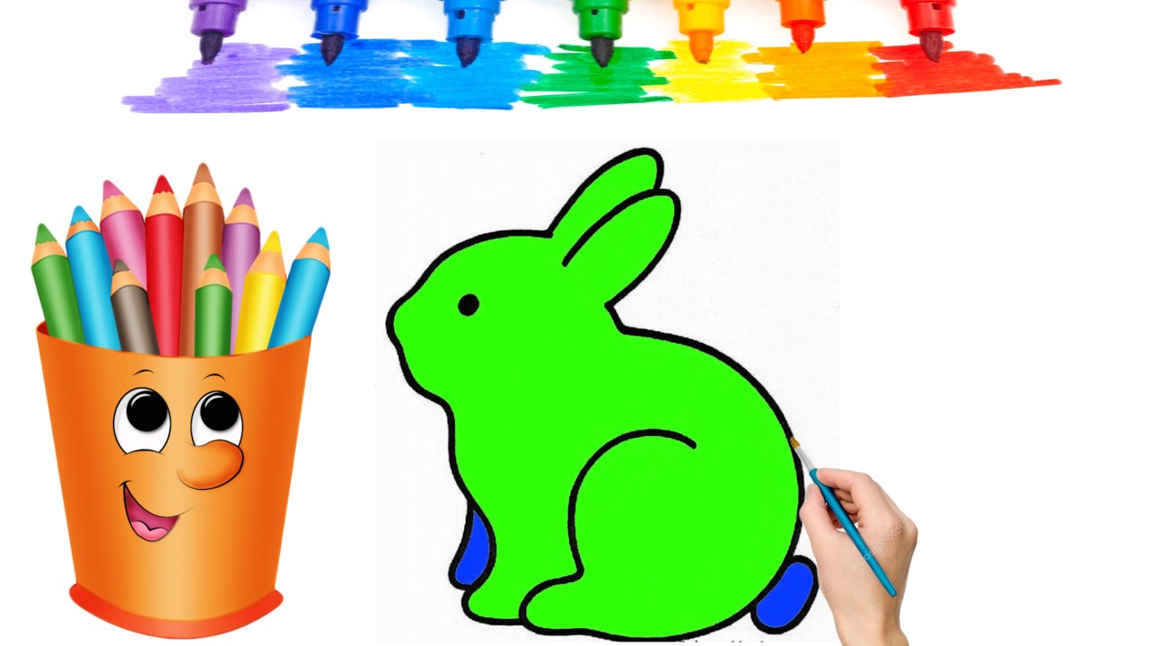hare drawing and color. how to draw - YouTube