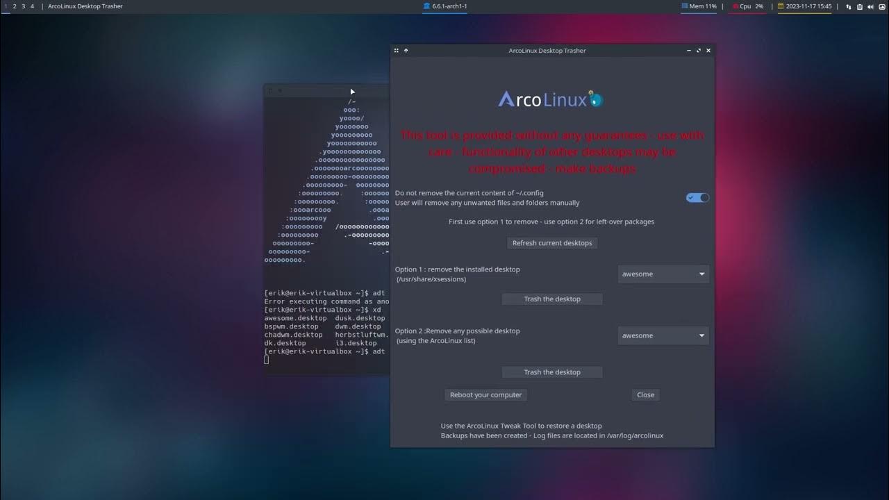 Arcolinux 3668 Adt Or Arcolinux Desktop Trasher Dk Can Be Removed