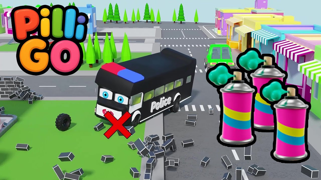 Humpty Dumpty Kids Song | Tyre fun | Color with buses | Pilli Go ...