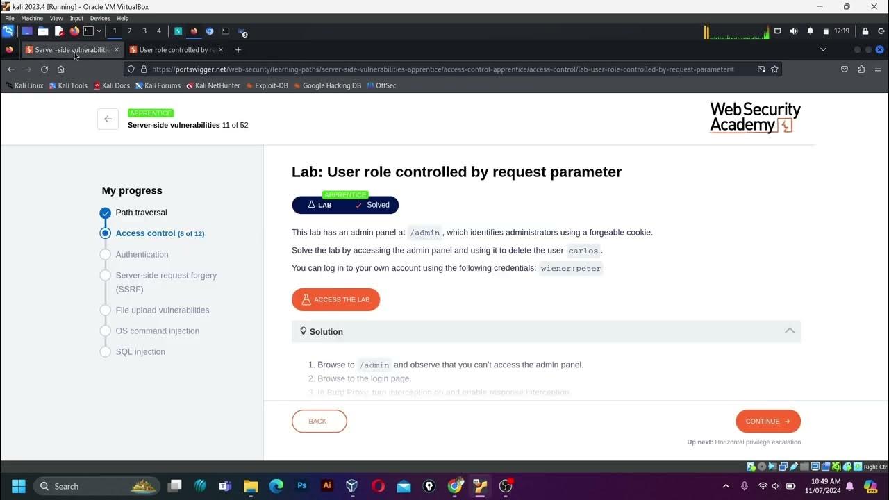 Lab User role controlled by request parameter - YouTube