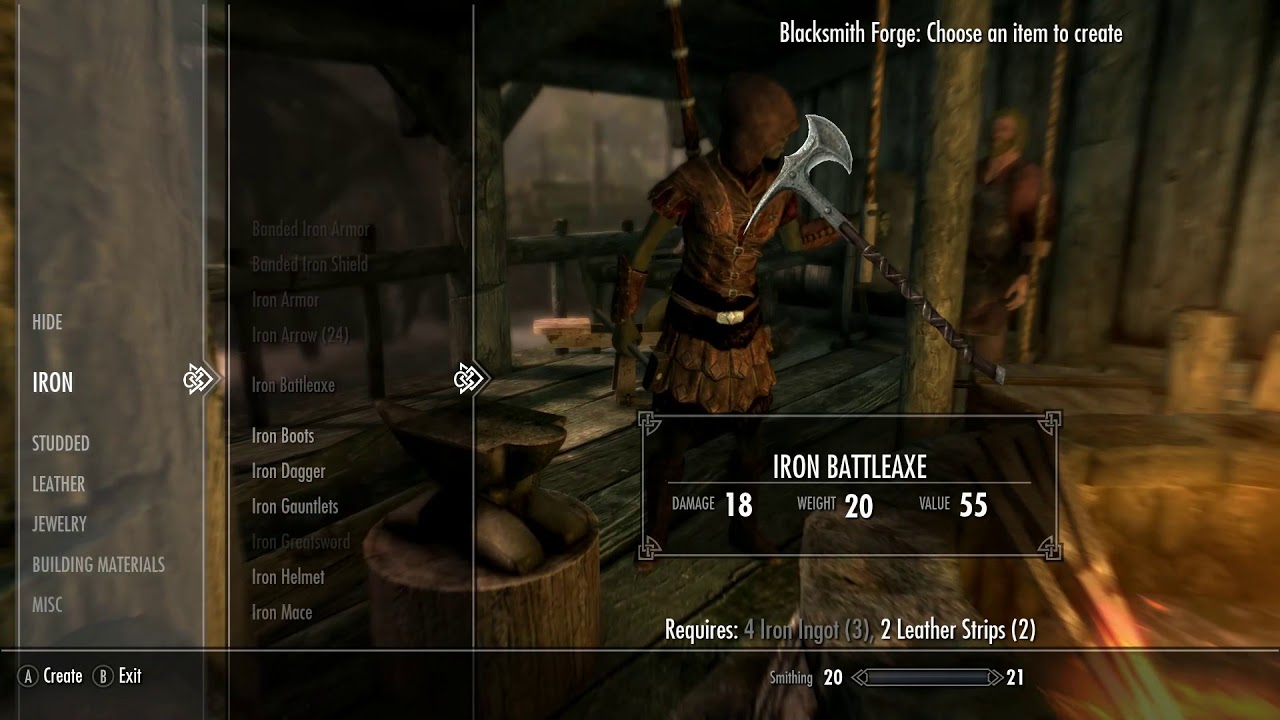 How to craft an Iron Dagger for Alvor - Skyrim - YouTube