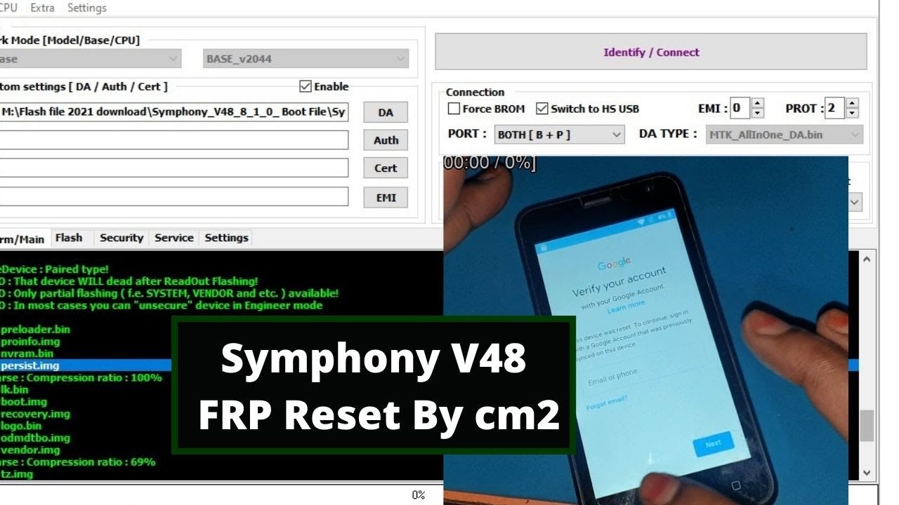 Symphony V48 FRP Reset By cm2 || Symphony FRP reset DA File And cm2 read Firmware Download - YouTube