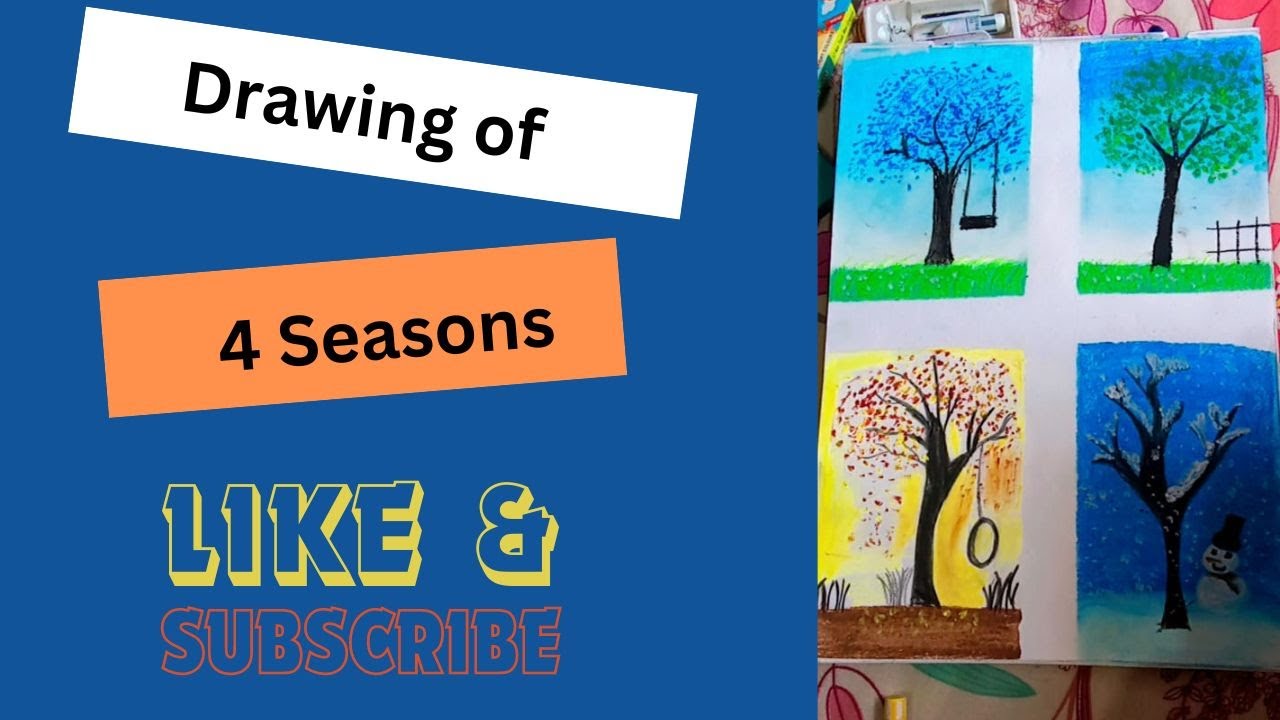 Beautiful drawing of 4 different seasons - YouTube