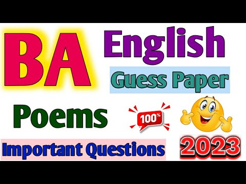 BA Part-1 English|Poem|Guess paaper|Important Questions| Guess paper 2023. - YouTube