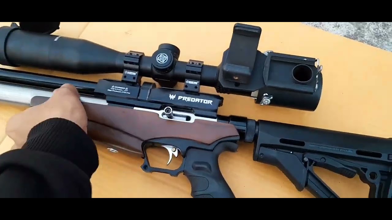 PCP predator mini tactical tabung titanium OD 32 popor kombinasi kayu ...