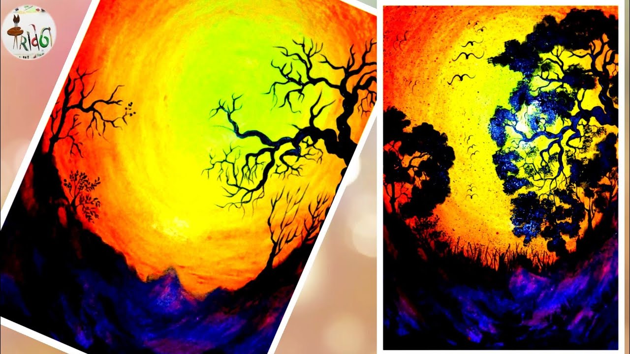 Sunrise painting | easy sunrise painting for beginners | sunrise ...