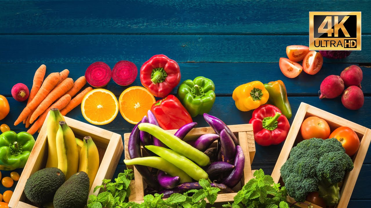 4K fruits and vegetables slow motion - YouTube