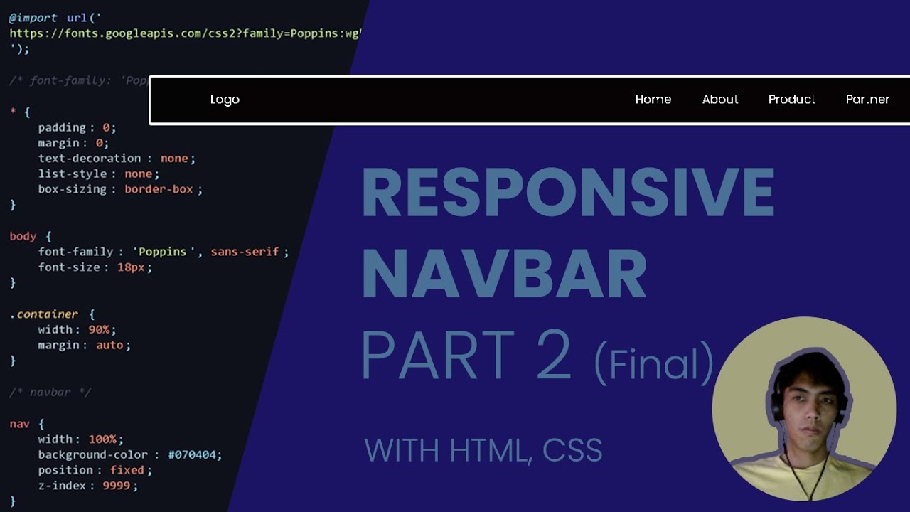 NAVBAR RESPONSIVE HTML CSS JS | FINAL PART - YouTube