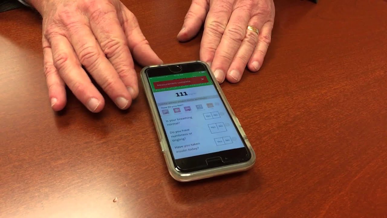Diabetes testing kit on a phone - YouTube