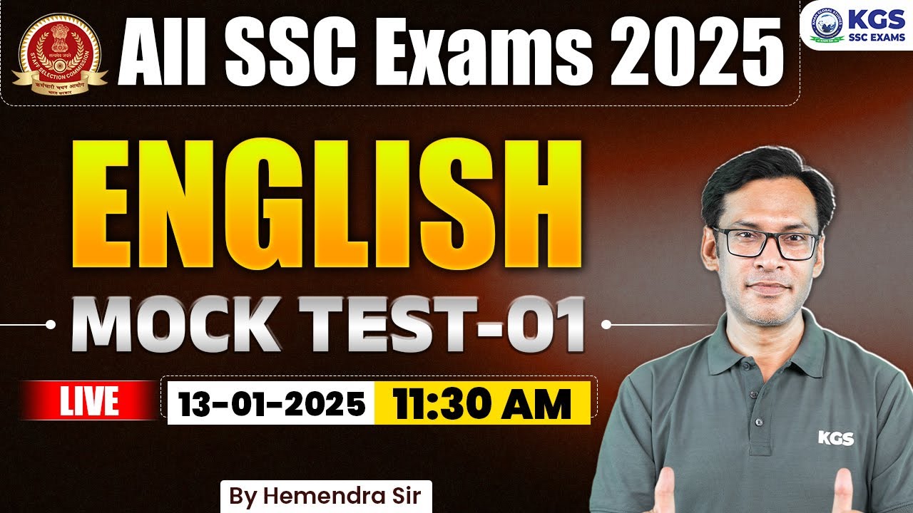 ALL SSC 2025 Exam English Mock Test 01 | English for SSC CGL/CHSL/CPO ...