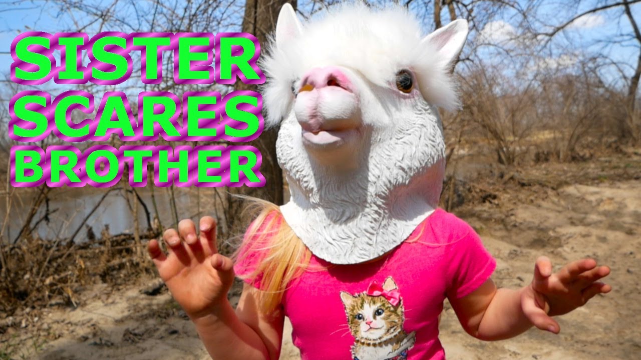 Scare Prank - Sister Scares Brother with Creepy Scary Mask - YouTube